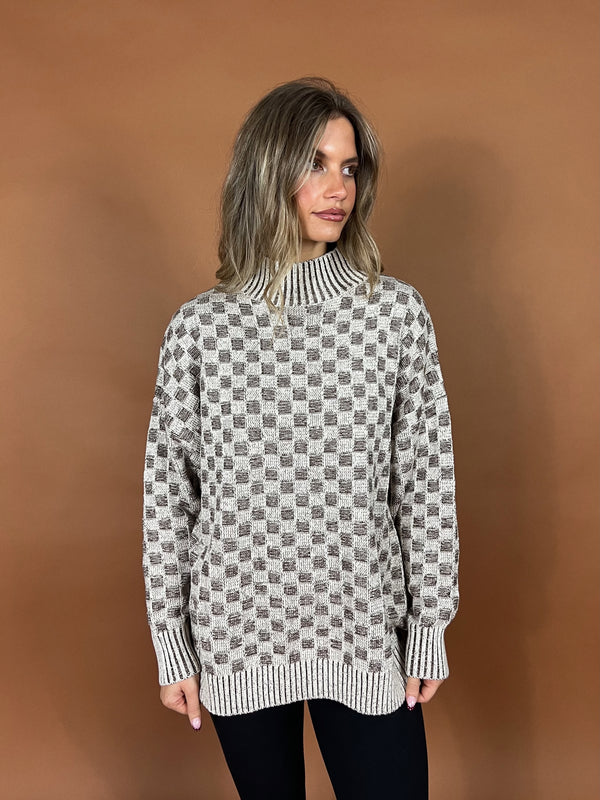Cozy Checker Knit Sweater - ShopFringeClothing.com